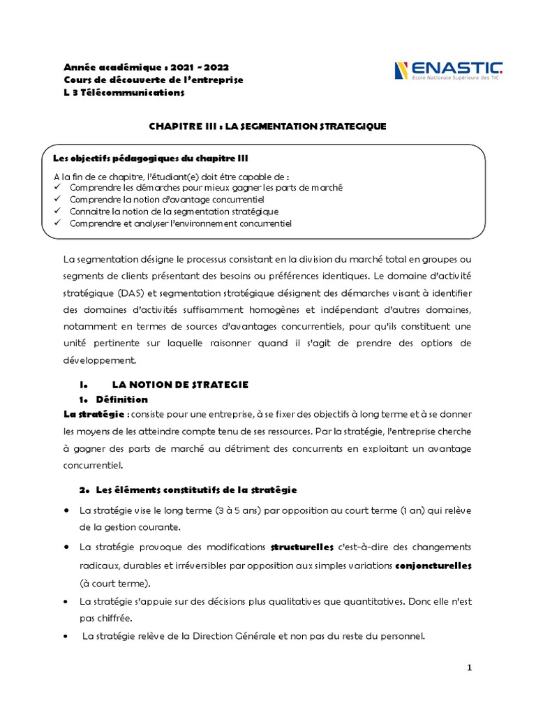 Chap3 Segmentation Strategique | PDF | Gestion stratégique | Business