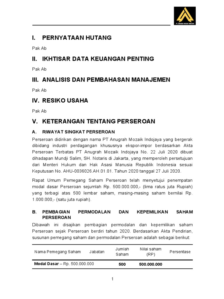 Profil PT AMI Global Industri | PDF