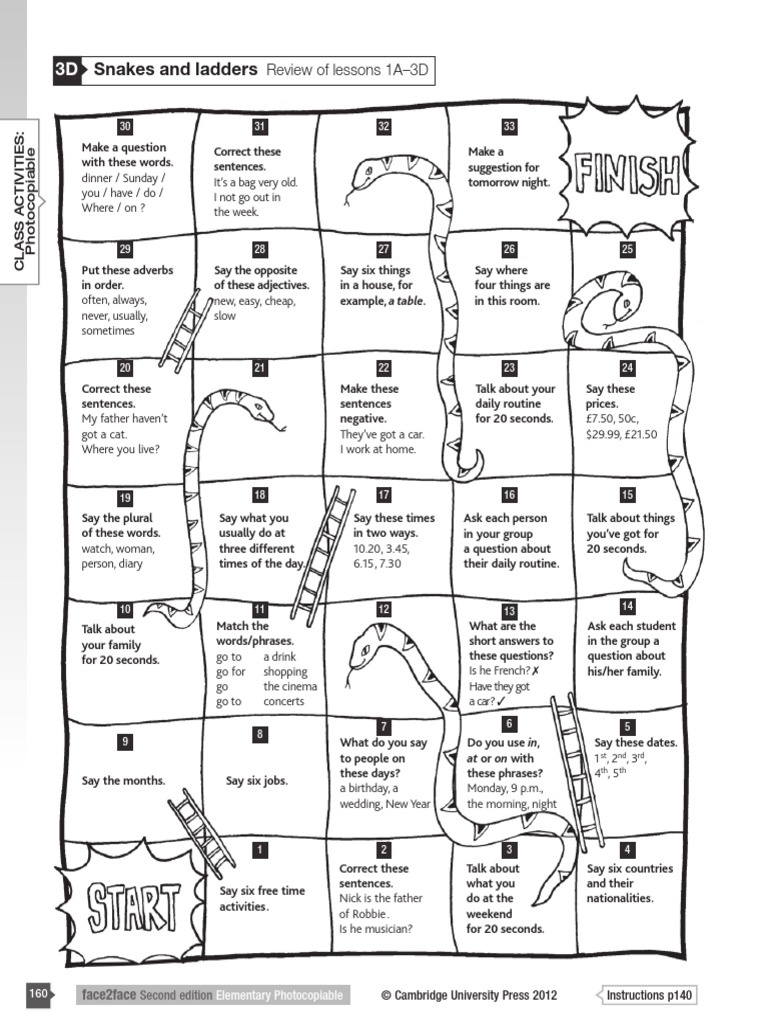Snakes and Ladders: Review of Lessons 1A-3D | PDF | Adverb | Morphology