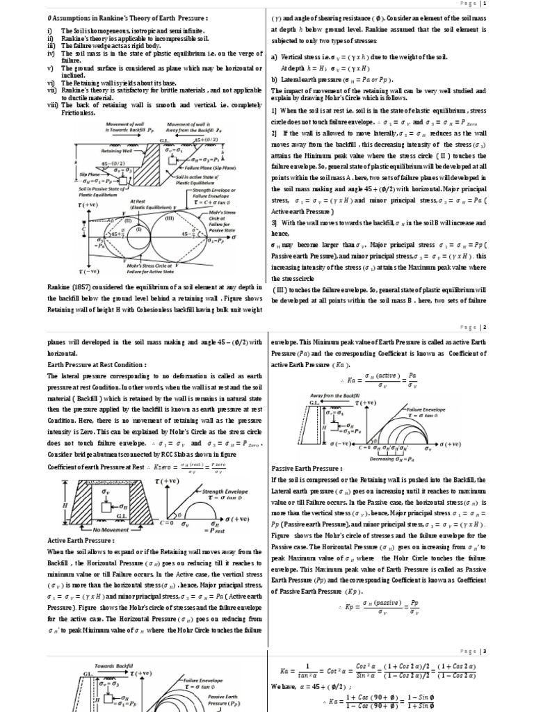 Rankine's Earth Pressure Theory Explained | PDF | Mechanical Engineering | Applied And ...