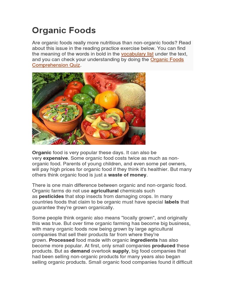 Understanding Organic Foods Debate | PDF | Organic Foods | Foods