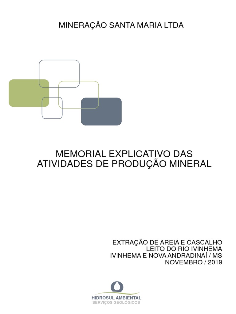 Memorial Explicativo Das Atividades de Producao Mineral AREIA | PDF ...