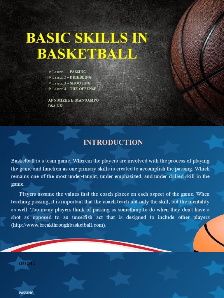 Basic Skills in Basketball | PDF | Sports | Games Of Physical Skill
