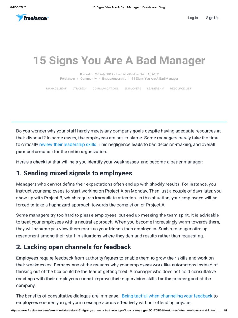 15 Signs You Are A Bad Manager | PDF | Leadership | Entrepreneurship
