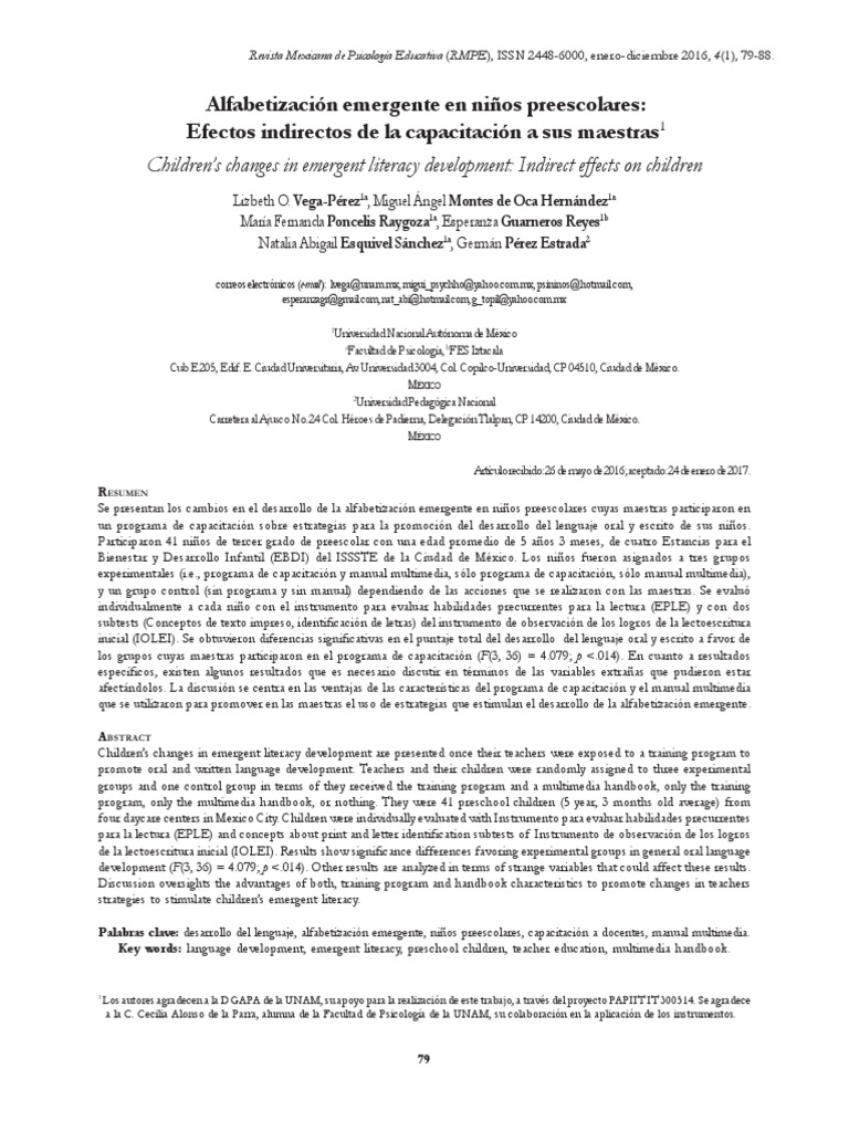 Alfabetización Emergente en Niños Preescolares | PDF | Educación de la ...