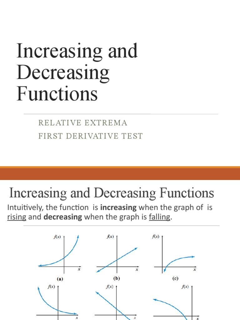 LECTURE 12 Increasing and Decreasing Functions | PDF | Maxima And ...