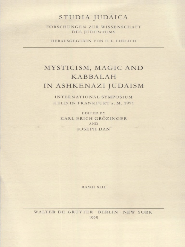 Mysticism, Magic and Kabbalah in Ashkenazi Judaism International ...