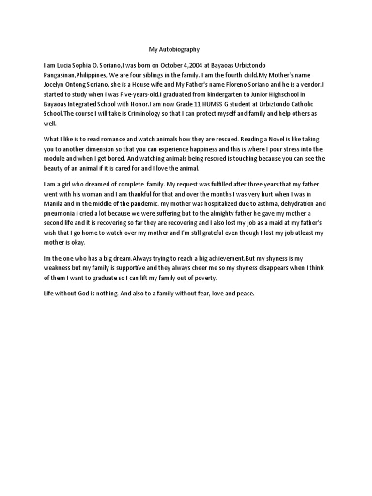 My Autobiograph-WPS Office | PDF | Social Science | Self-Improvement