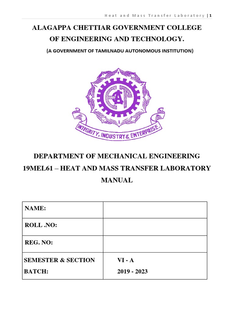HMT Manual | PDF | Heat Transfer | Thermal Insulation