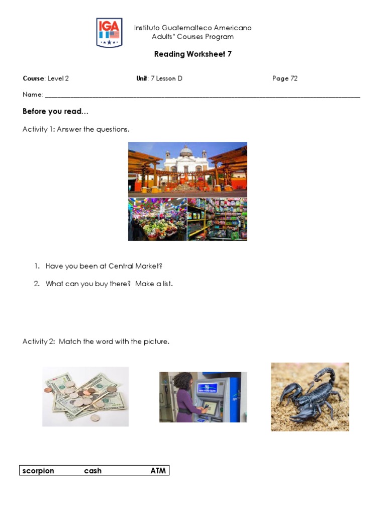 Unit 7-Reading Worksheet 7-A Shopper's Paradise | PDF