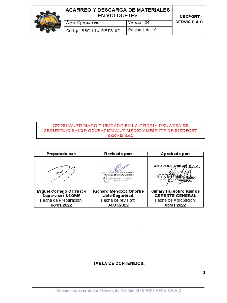 SSO-INX-PETS-005-ACARREO Y DESCARGA DE MATERIALES EN VOLQUETES Ver-2 ...