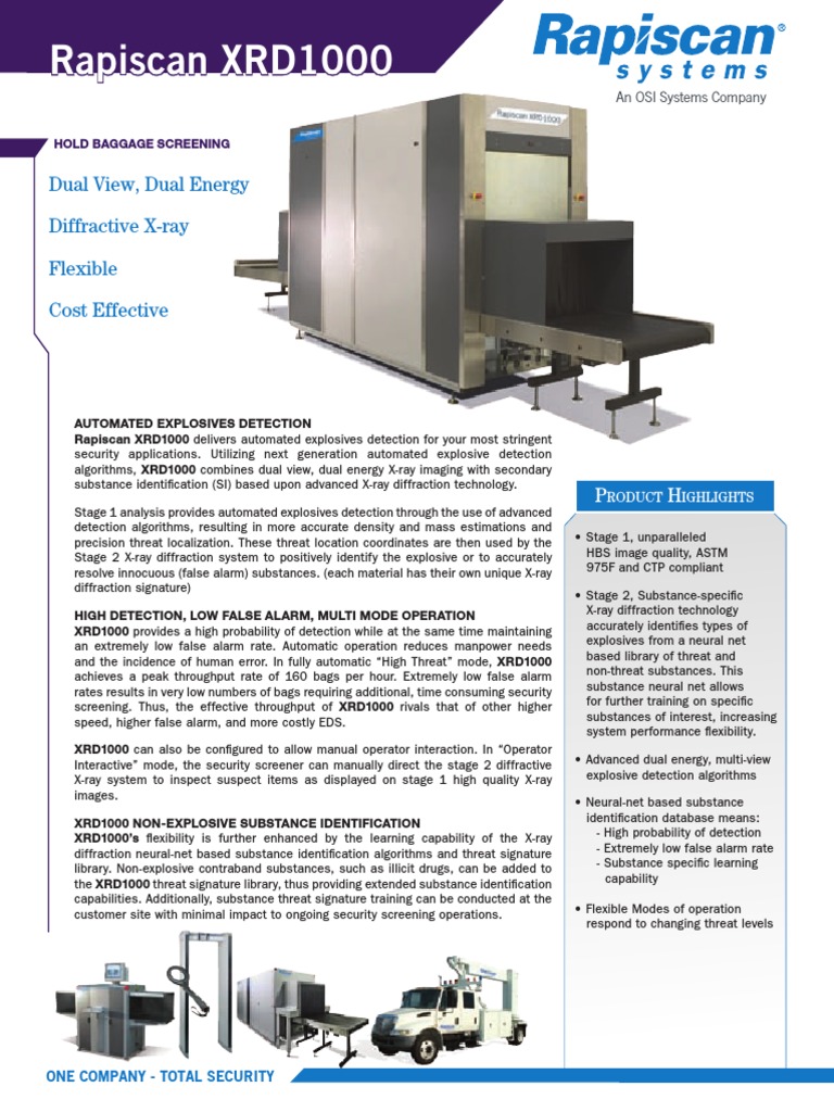 Rapiscan XRD1000: Dual View, Dual Energy Diffractive X-Ray Flexible ...