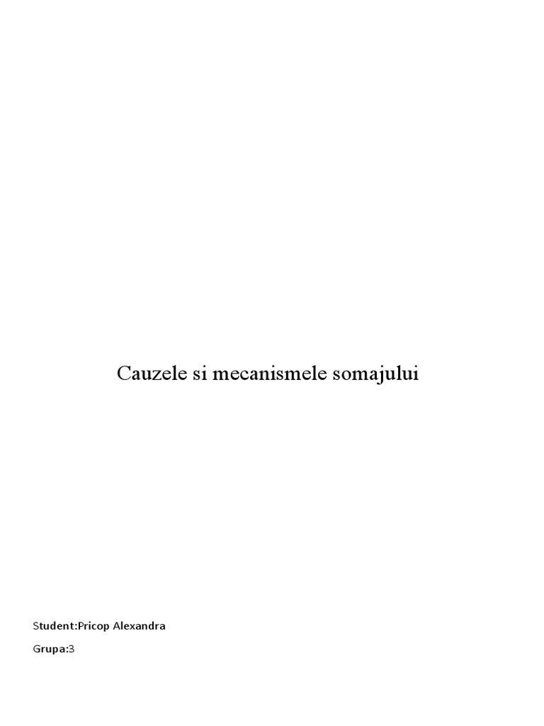 Cauzele Si Mecanismele Somajului | PDF