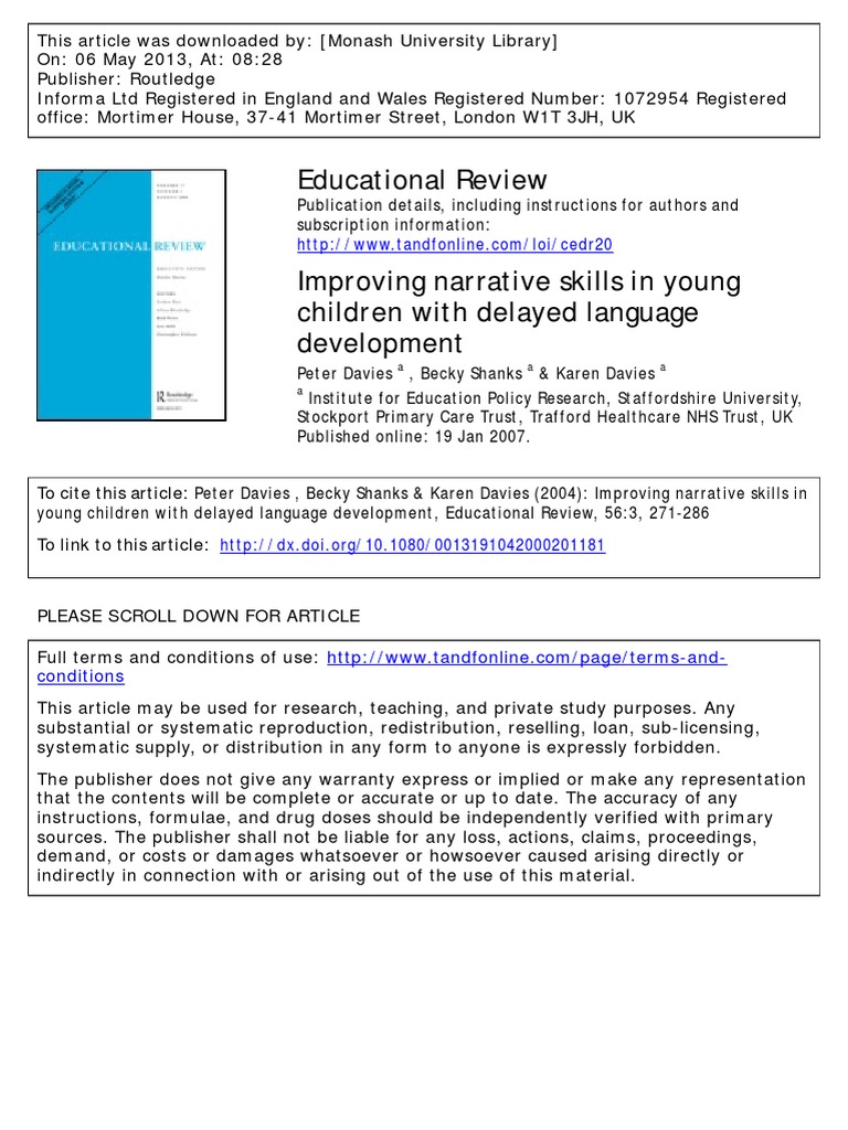 Improving Narrative Skills in Young Children With Delayed Language ...