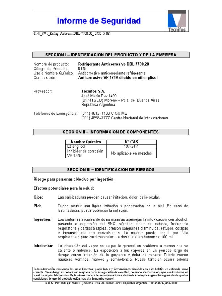 A0009890925 - MSDS - Anticorrosivo-Anticongelante DBL 7700-20 | PDF ...