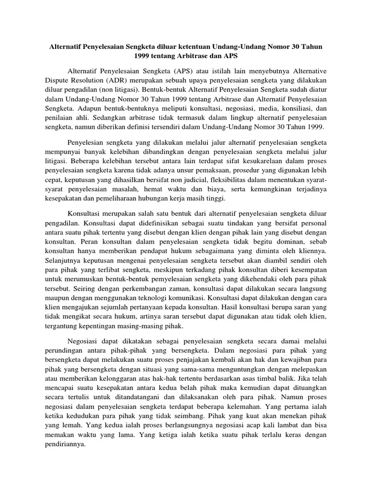 Alternatif Penyelesaian Sengketa | PDF