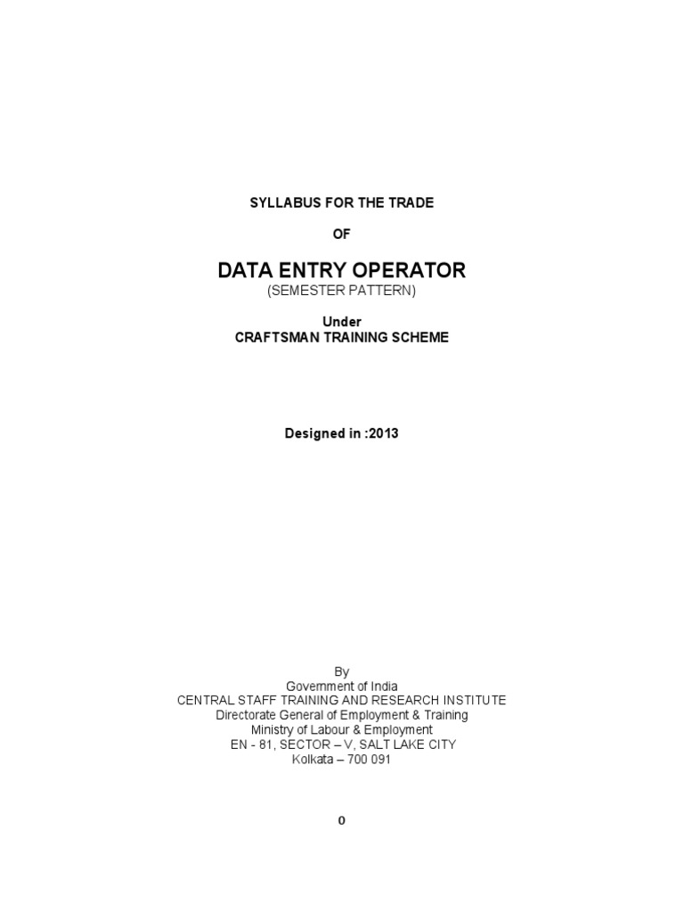 Data Entry Operator: Syllabus For The Trade OF | PDF | Booting ...