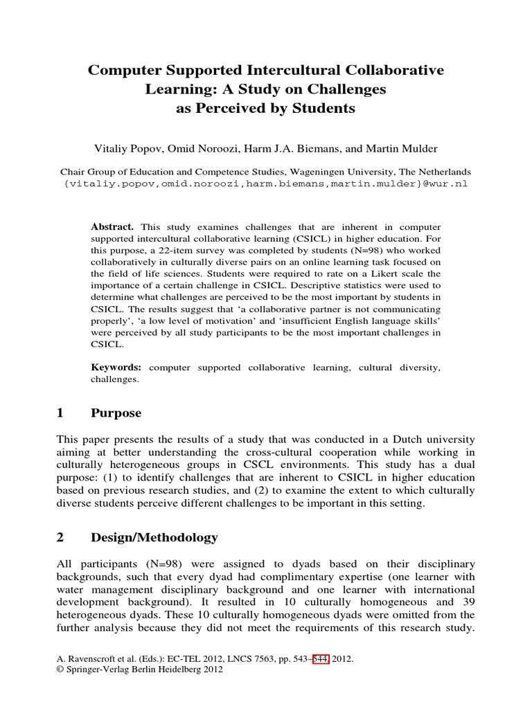 Computer Supported Intercultural Collaborative Learning: A Study On ...