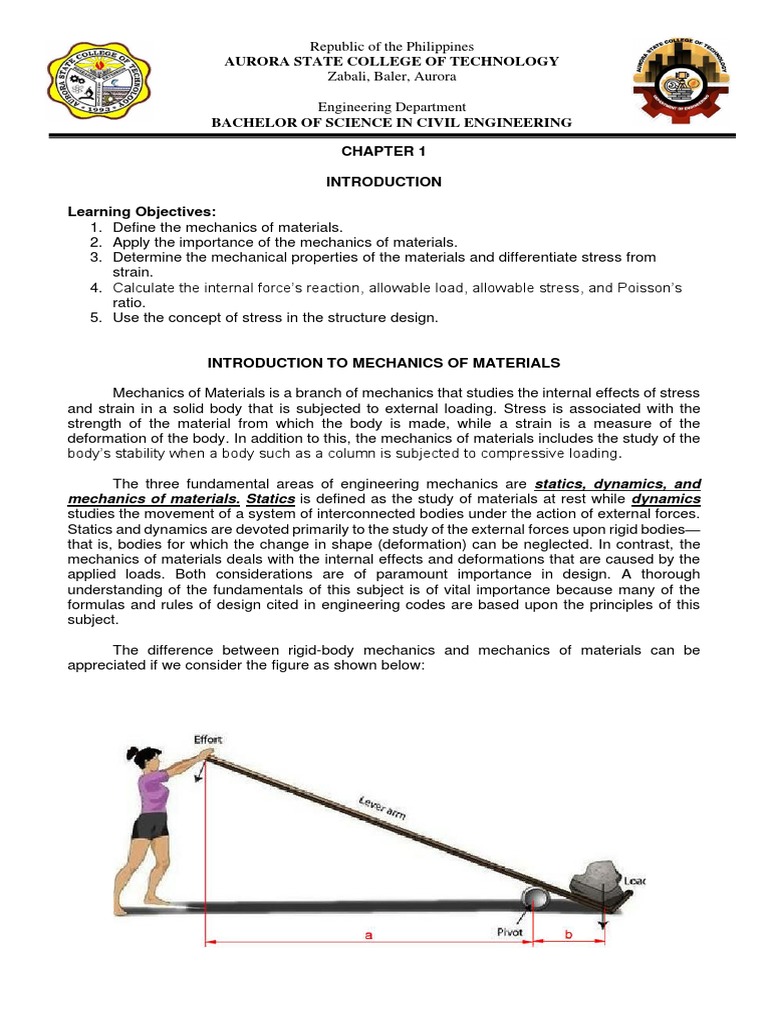 Chapter 1 - Introduction To Mechanics of Materials | PDF | Strength Of ...