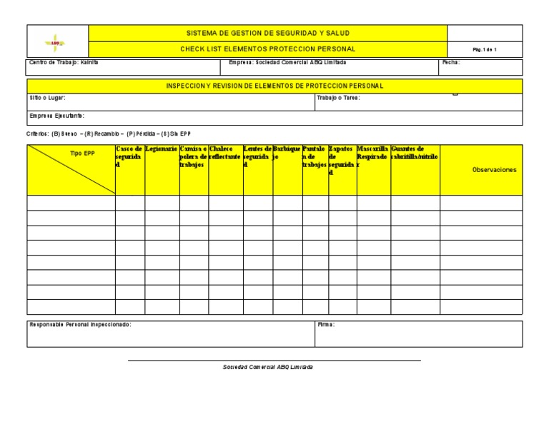 Check List Epp | PDF
