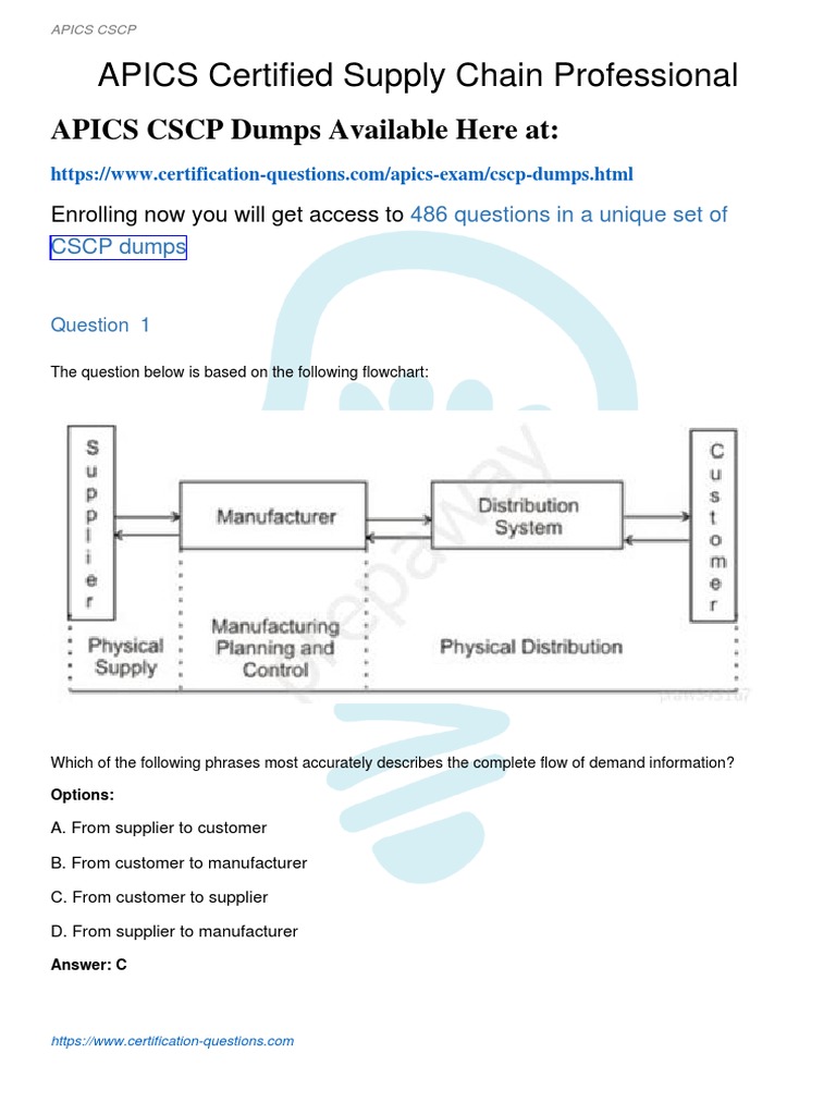 CSCP Sample Questions - PDF | PDF | Supply Chain | Supply Chain Management