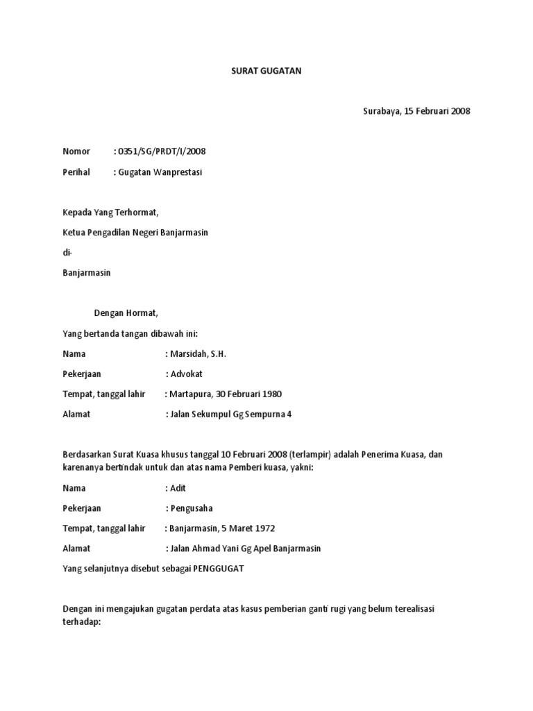 Surat Gugatan | PDF