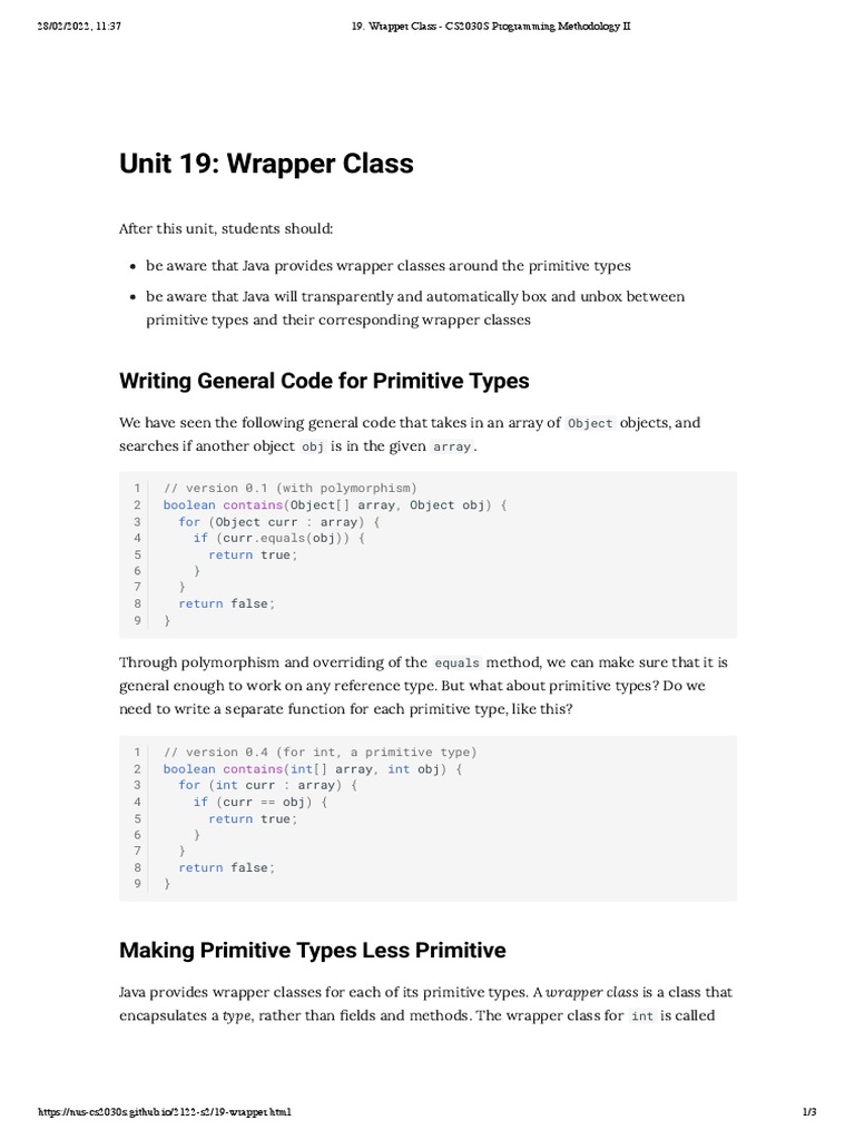 Wrapper Class - CS2030S Programming Methodology II | PDF | Method (Computer Programming ...