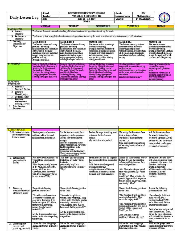 Week 6 | PDF | Learning | Multiplication
