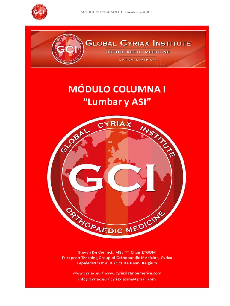 Modulo C-I | Descargar gratis PDF | La columna vertebral | Dolor lumbar