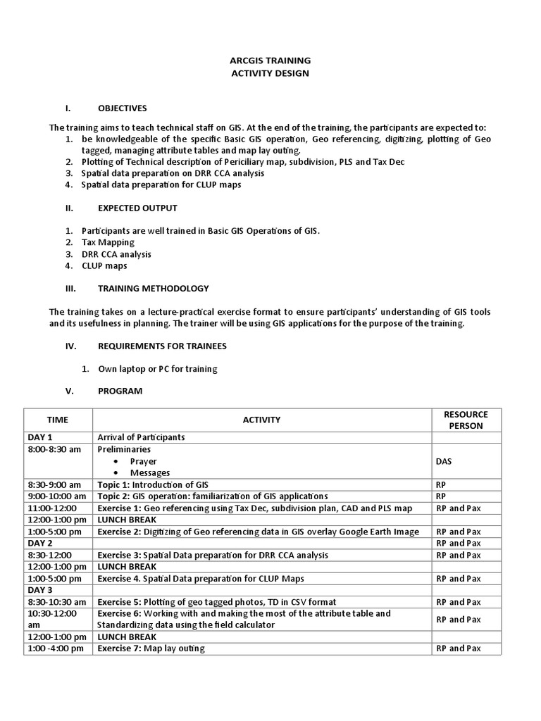 GIS Training Design | PDF | Geographic Information System | Computer ...