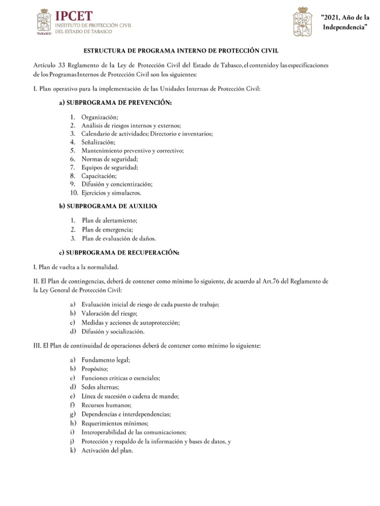 Anexo 2. Estructura - de - Programa - Interno - Protección - Civil | PDF