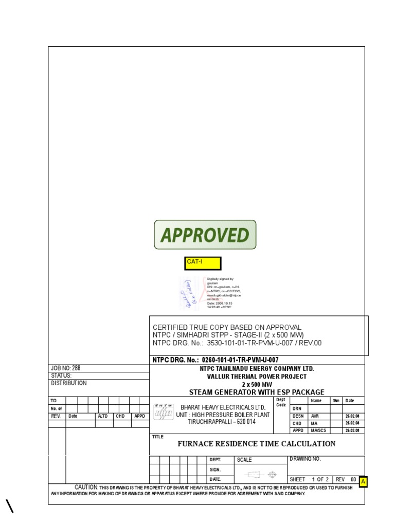 Residence Time Calculation | PDF | Boiler | Gases
