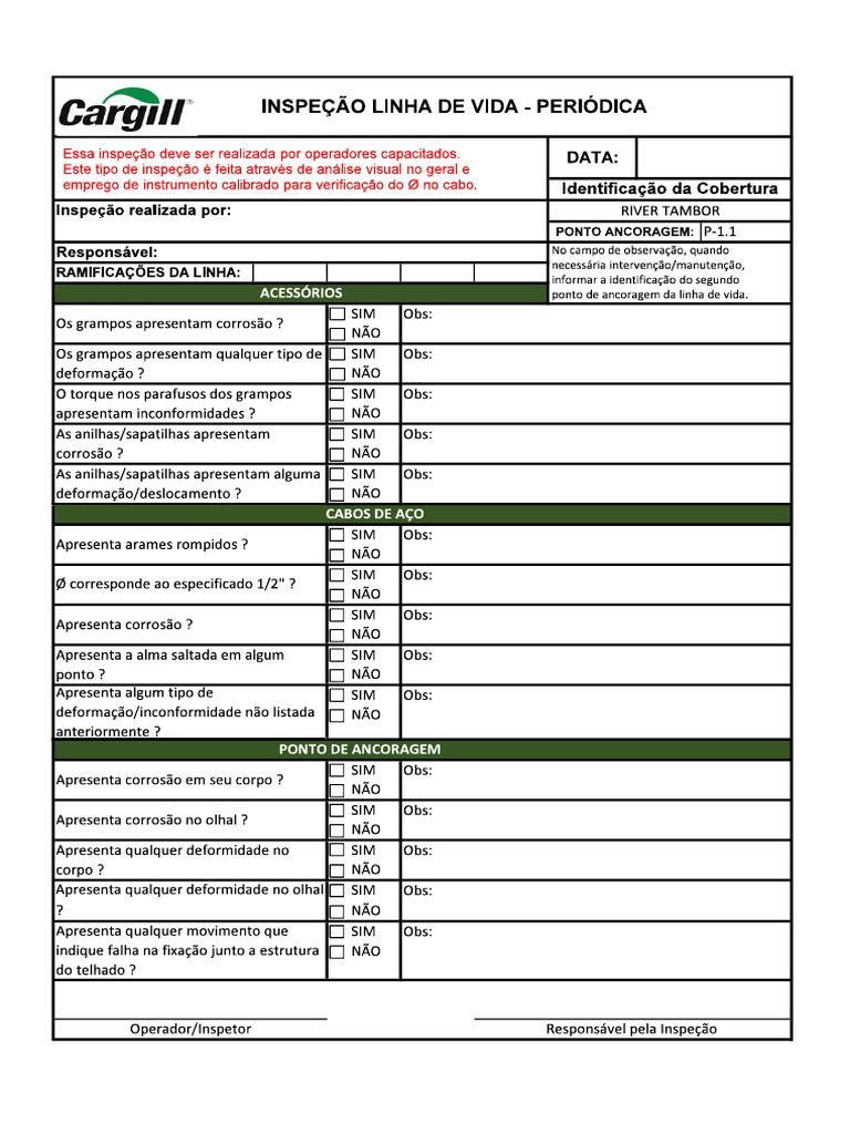 Check List Linha de Vida | PDF