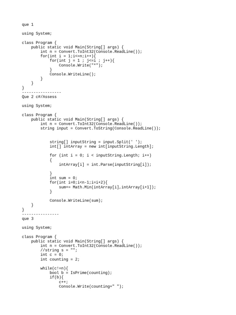 C Sharp Basic Assess Pdf Object Oriented Programming Computer 9442