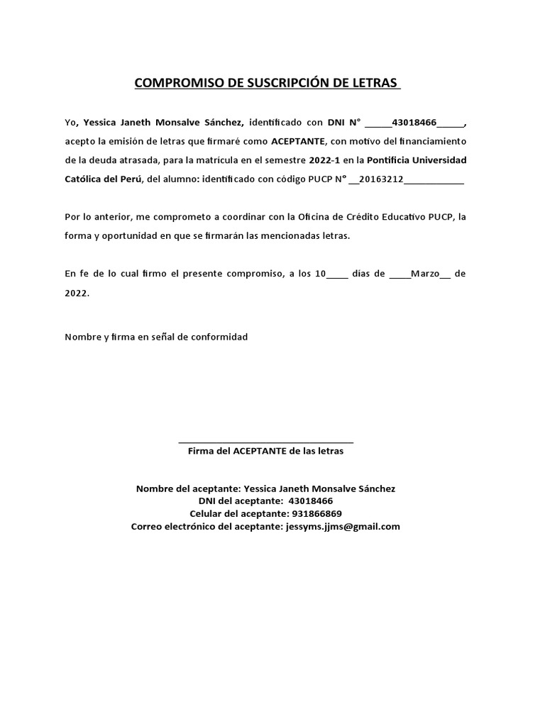 Compromiso Letras YA FIRMADO | PDF