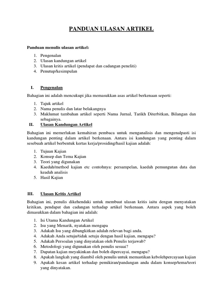 Panduan Menulis Ulasan Artikel | PDF
