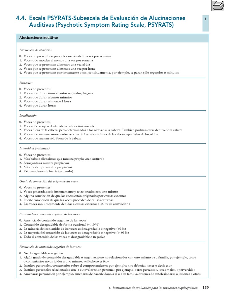 Escala PSYRATS-Subescala de Evaluación de Alucinaciones | PDF ...