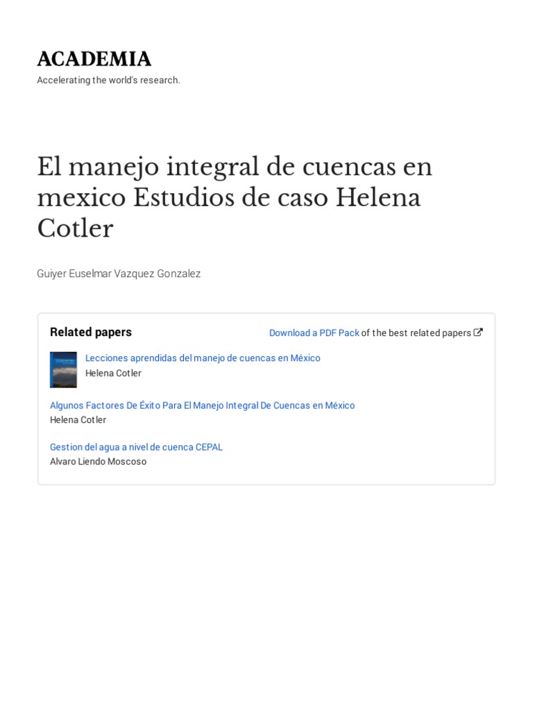 El Manejo Integral de Cuencas en Mexico - Estudios de Caso Helena ...
