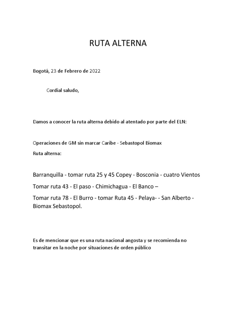 Ruta Alterna | PDF