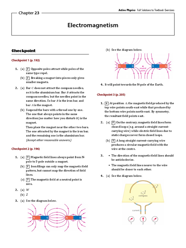 Electromagnetism: Checkpoint 1 (P. 192) | PDF | Magnetic Field | Magnet
