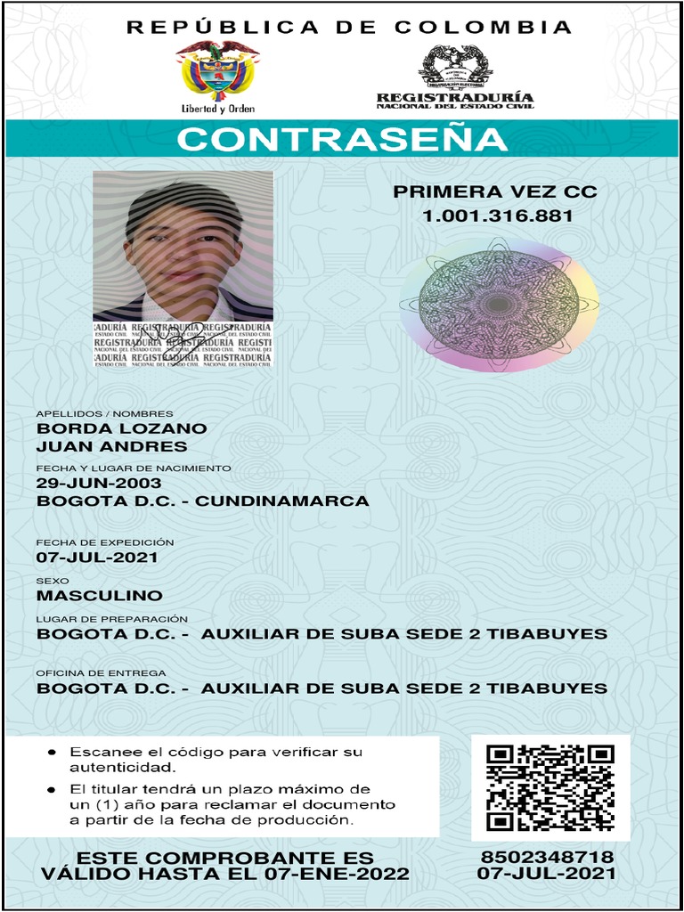 Contraseña Cedula | PDF | Derecho