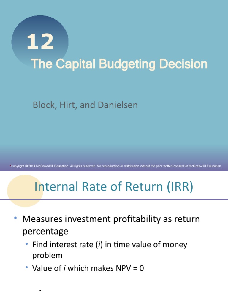 Capital Budgeting Npv Irr Pdf Internal Rate Of Return Net