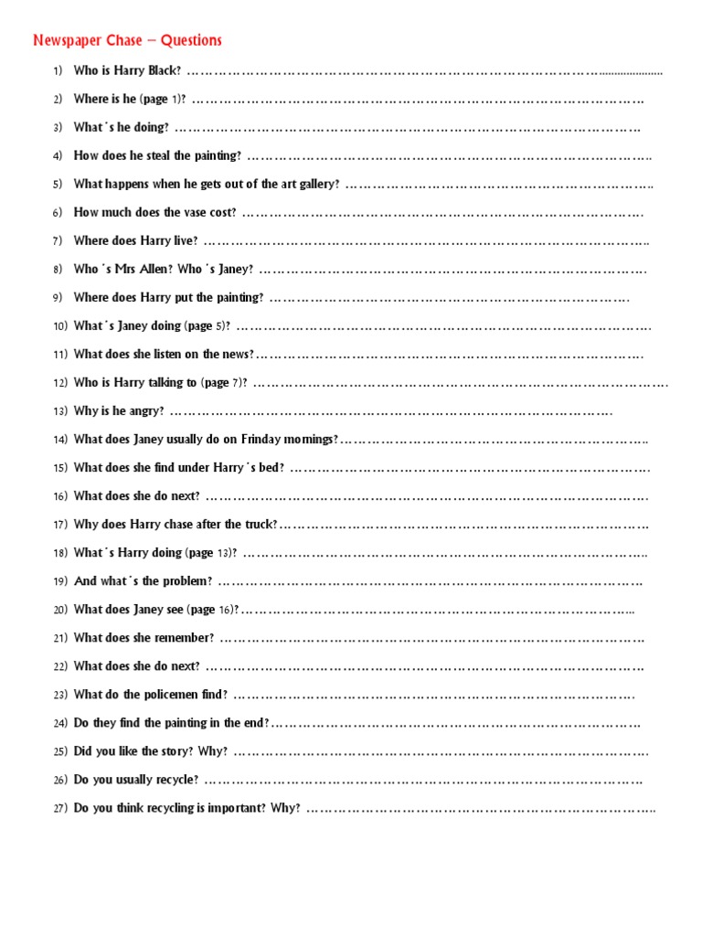 Newspaper Chase Questions | PDF