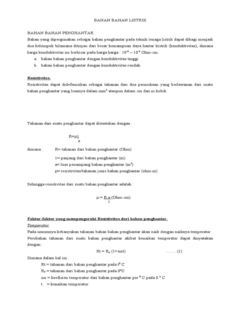 Bahan Bahan Listrik | PDF