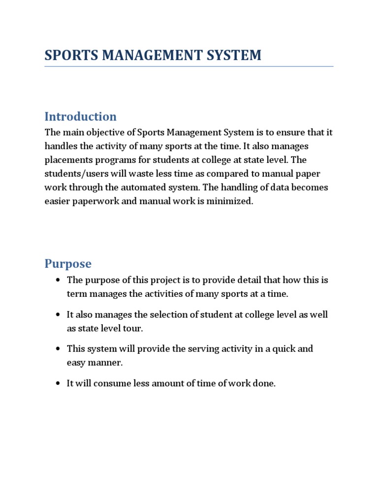 Sports Management System | PDF