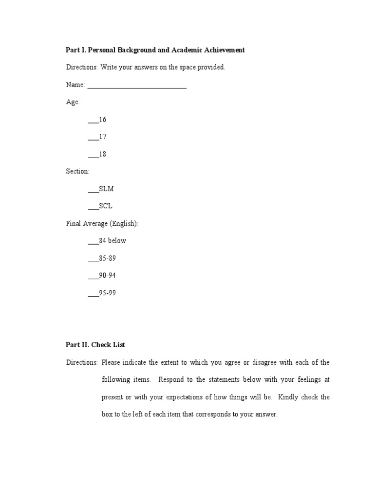 QUESTIONNAIRE | PDF | Cognition | Psychological Concepts