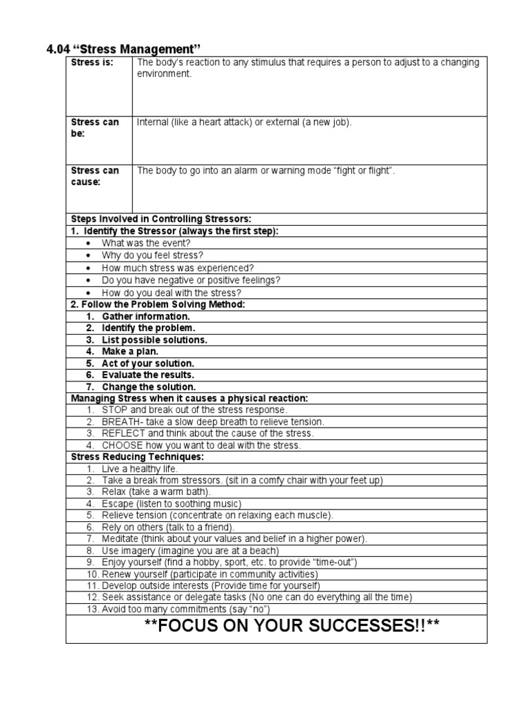 Effective Stress Management Techniques | PDF