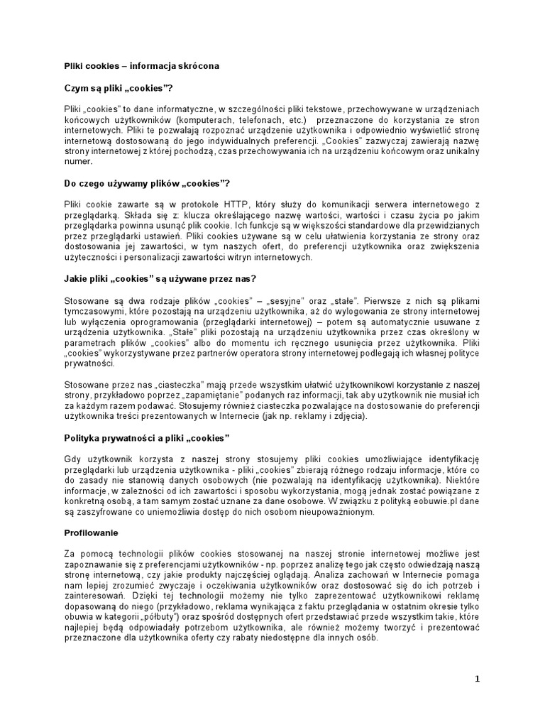Polityka Prywatnosci I Cookies Sklepu Internetowego Eobuwie PL 2019-09 ... Polityka Prywatnosci I Cookies Sklepu Internetowego Eobuwie PL 2019-09 ...