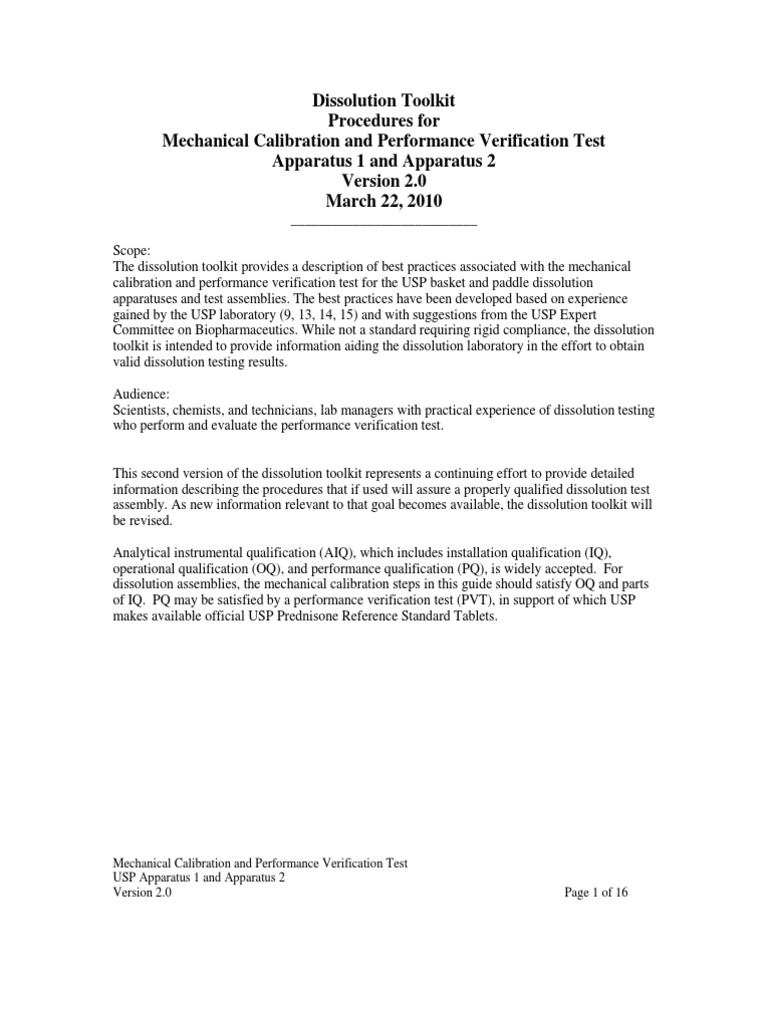 USP Dissolution Test Calibration Guide | PDF | Coefficient Of Variation ...