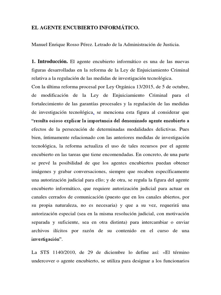 Agente Encubierto Informático | PDF | Fiscal | Policía